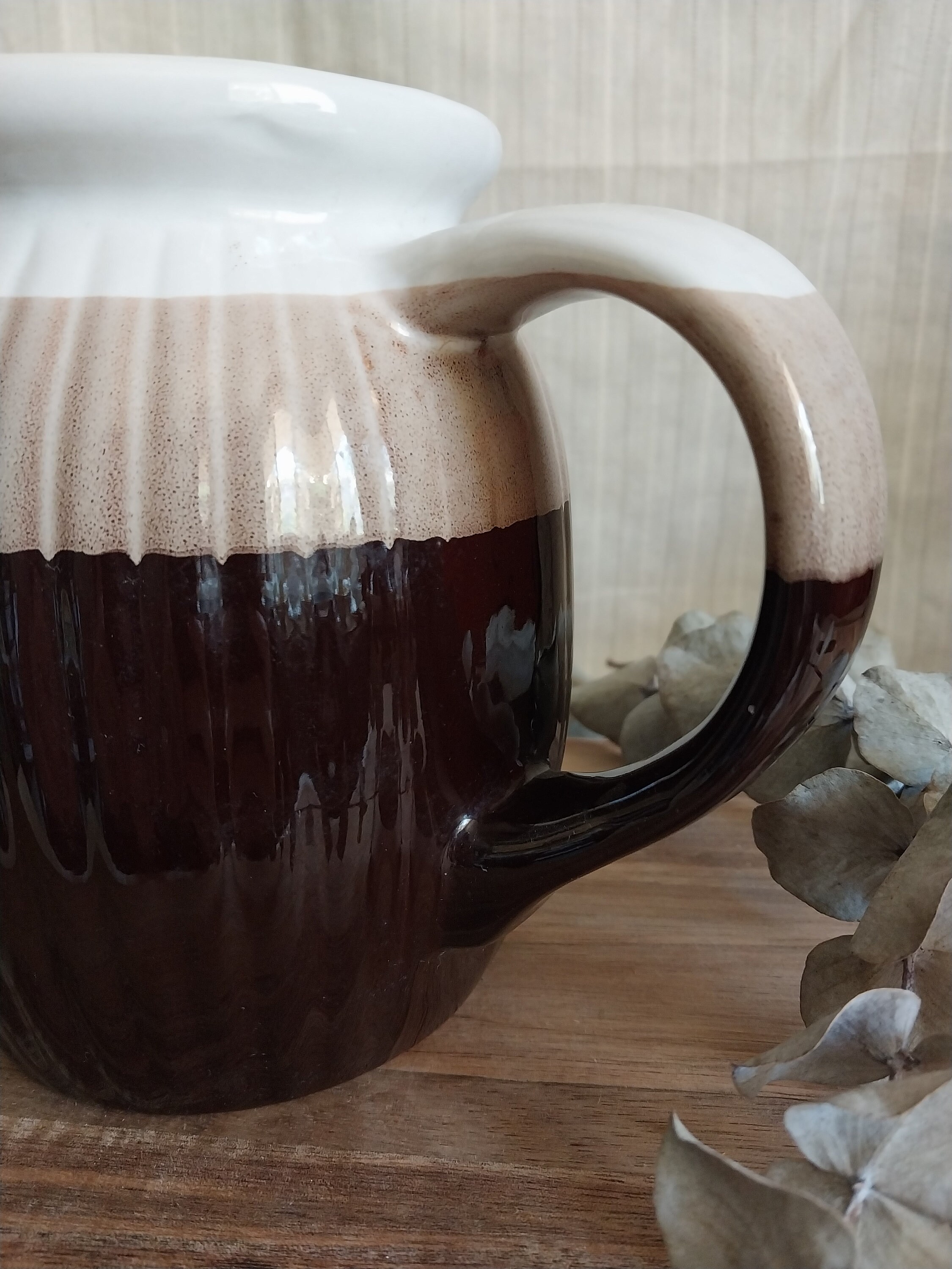 Vintage Three Tone Mid Century Jug Vase Vessel Pitcher Brown Tricolor ...