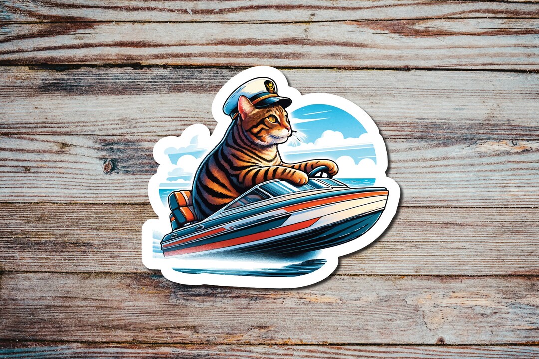 Tabby Cat Skipper Vinyl Sticker, Cat Lover Decal Gift, Waterproof ...