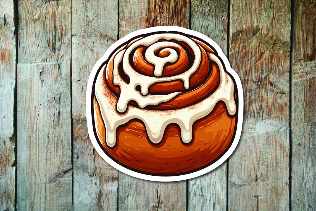 Cinnamon Roll Sticker, Food Vinyl Decal, Food Lover Gift, Laptop Decal ...