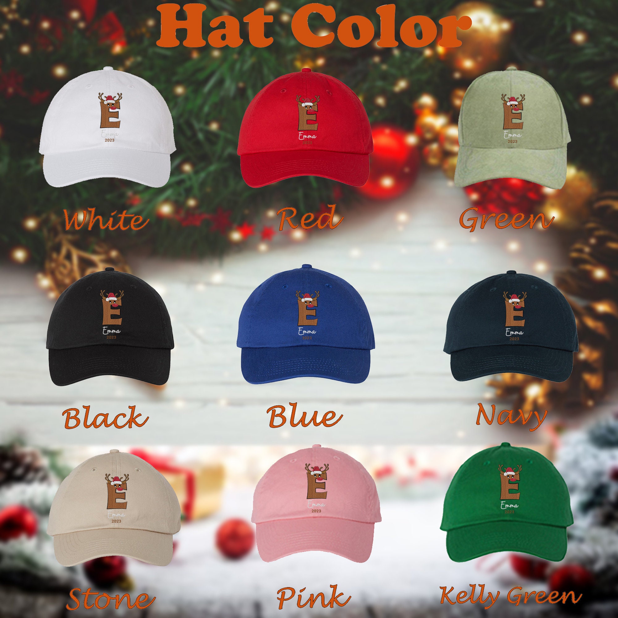 Embroidered Custom Letter Name hat, Personalized Initial Xmas cap, 2023 ...
