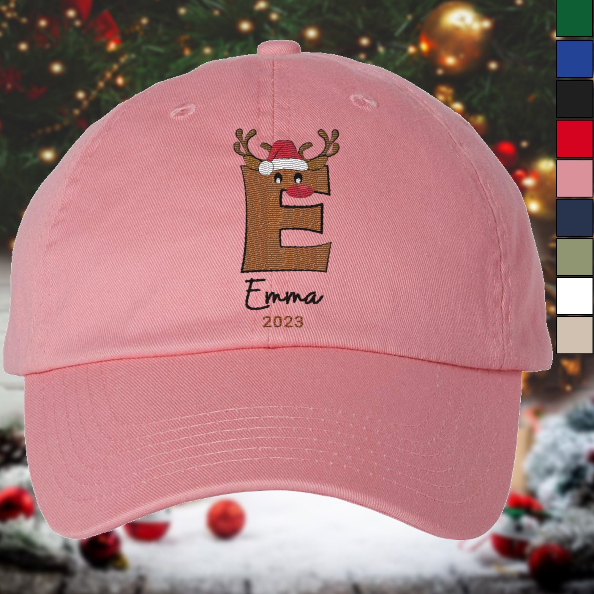 Embroidered Custom Letter Name hat, Personalized Initial Xmas cap, 2023 ...