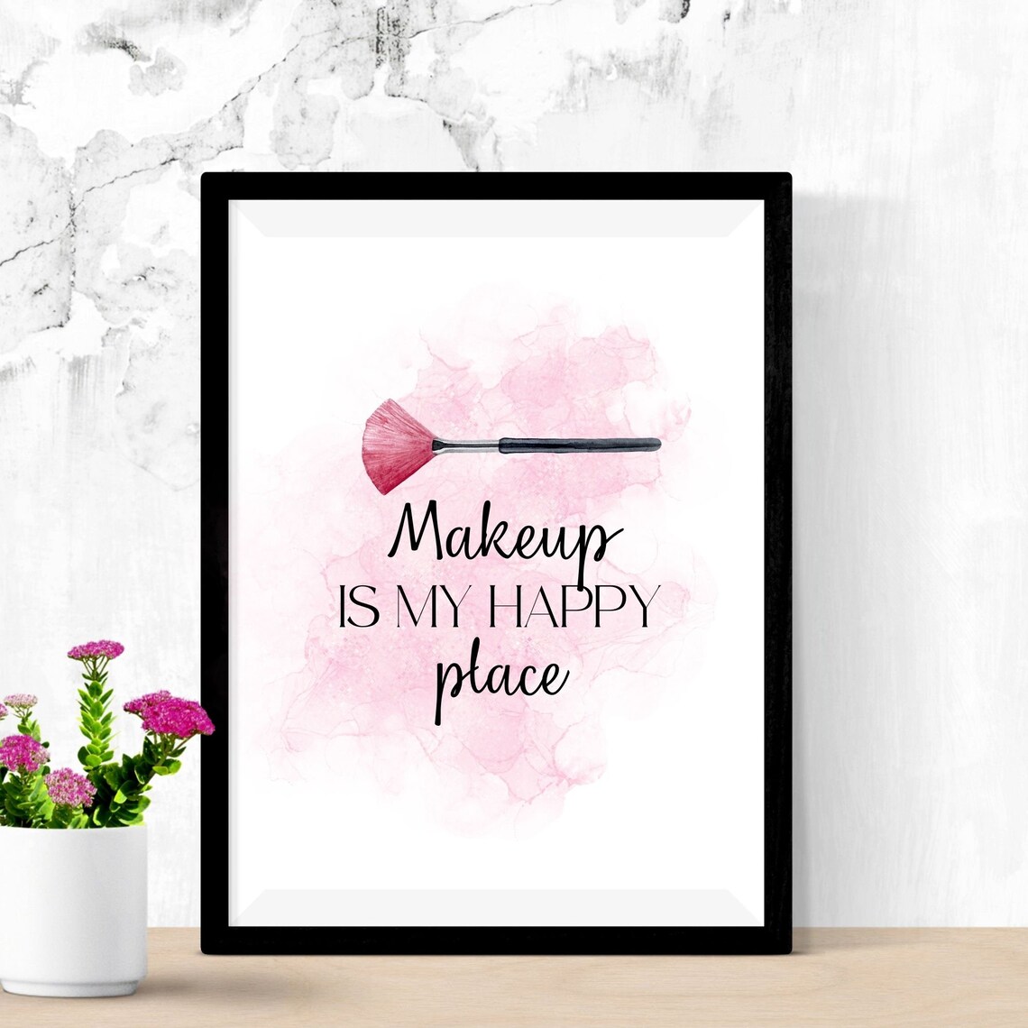 Set of 3 Printable Pink Makeup Wall Art: makeup is My Happy Place too ...