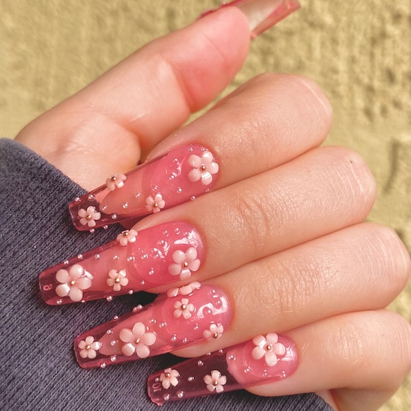 Hand Painted Fake Nails - Etsy