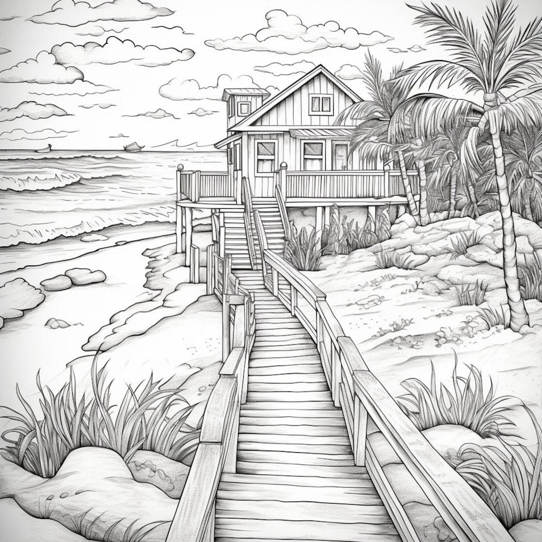 Beach Coloring Art (5 Image Bundle) - Etsy