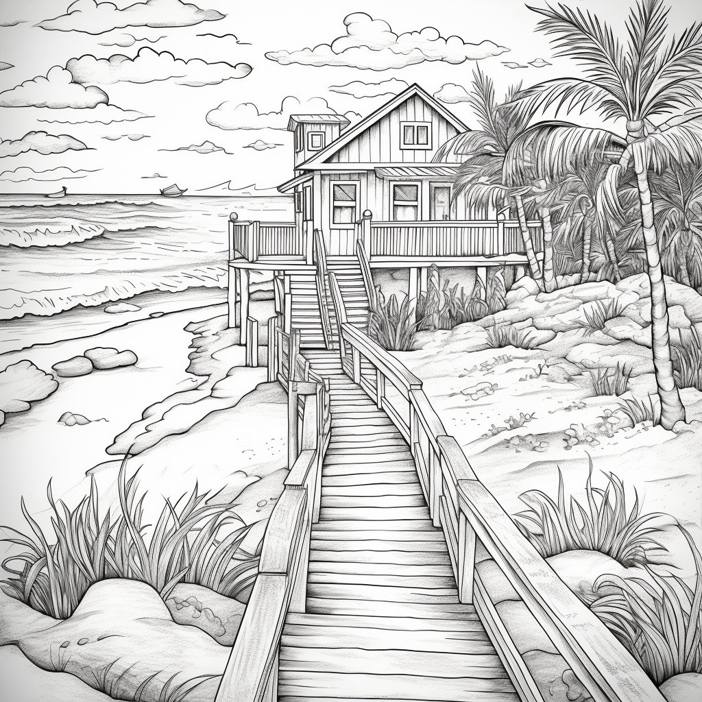 Beach Coloring Art (5 Image Bundle) - Etsy