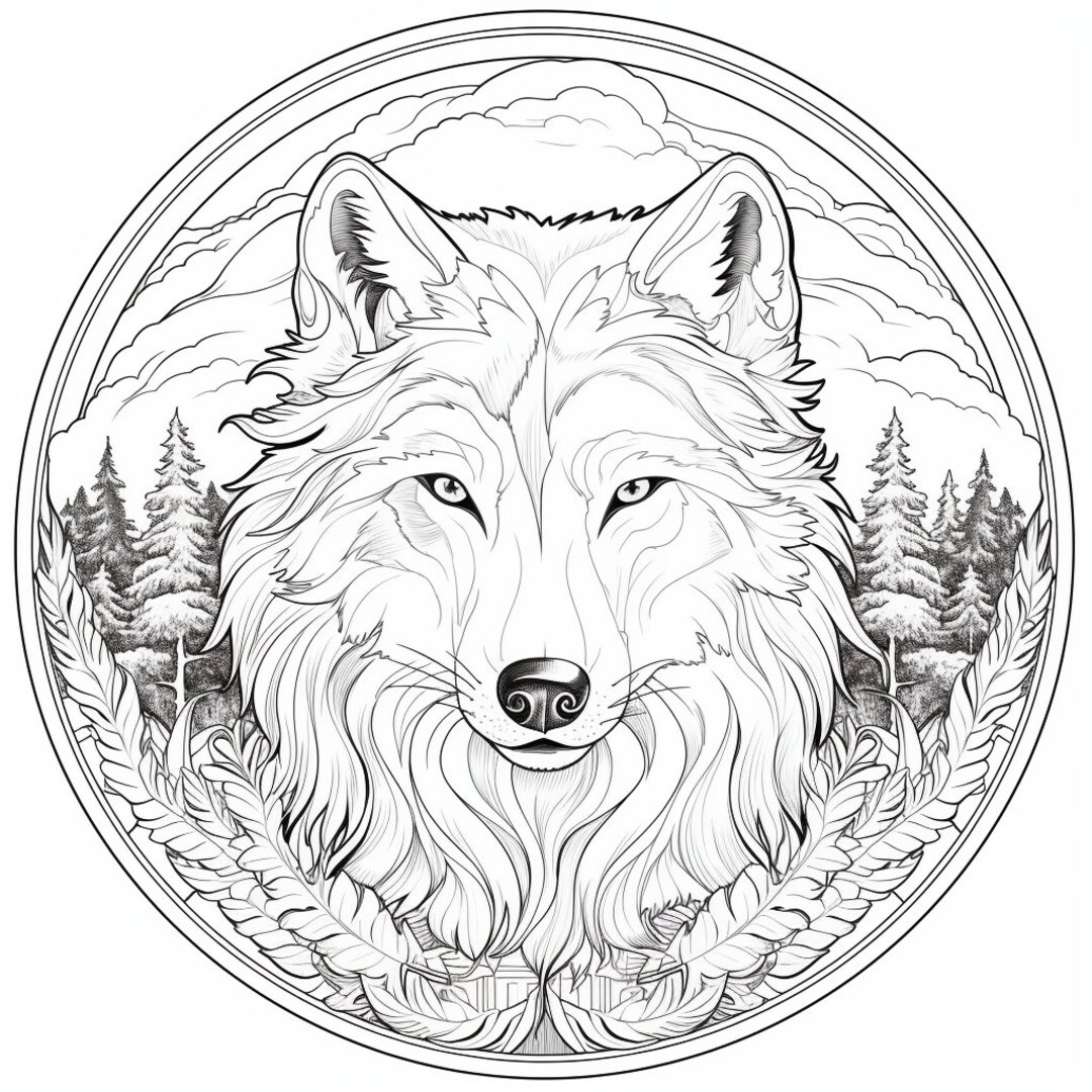 Wolf Coloring Art Pack (5 Image Bundle) - Etsy