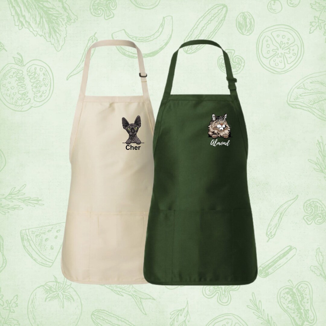 Custom Cat Mom Apron, Personalized Apron for Cat Owner, Cat in Apron ...
