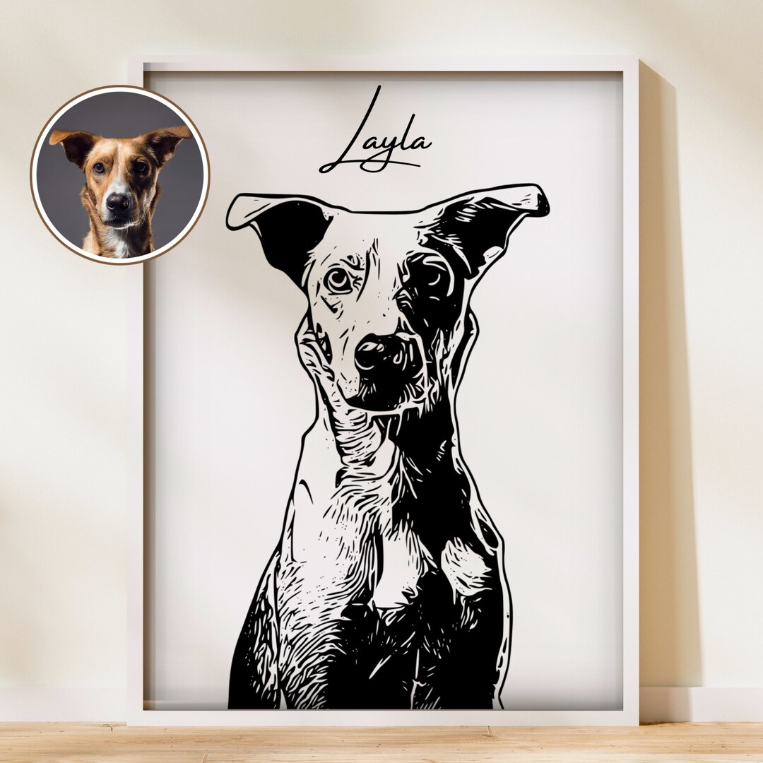 Personalized Pet Portraits From Your Pet Photo Custom Dog and Cat ...