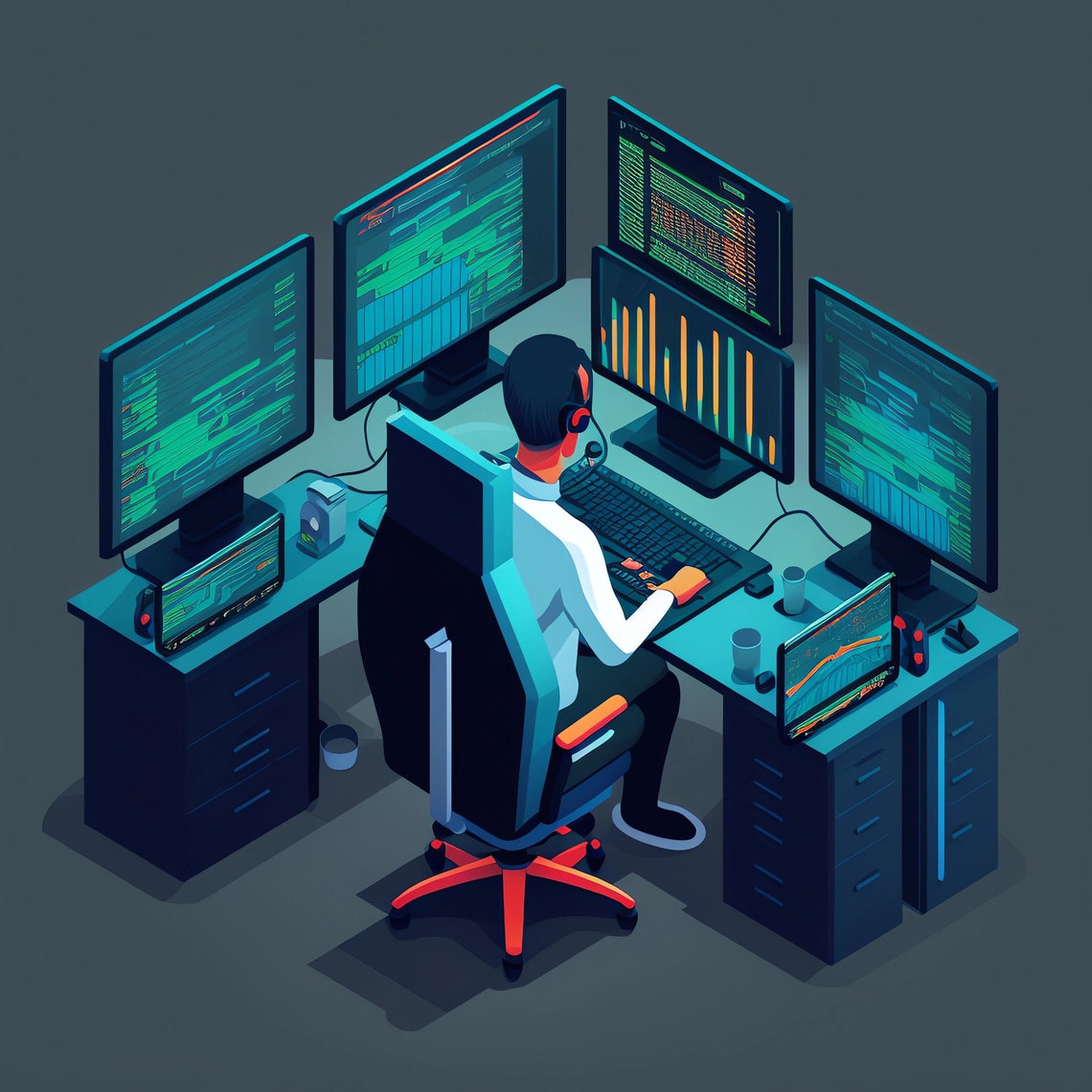 Midjourney Prompts Isometric Picture of a Hacker, Web Developer ...
