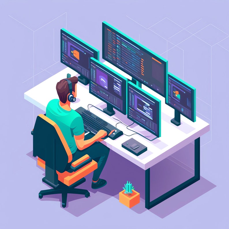 Midjourney Prompts Isometric Picture of a Hacker, Web Developer ...