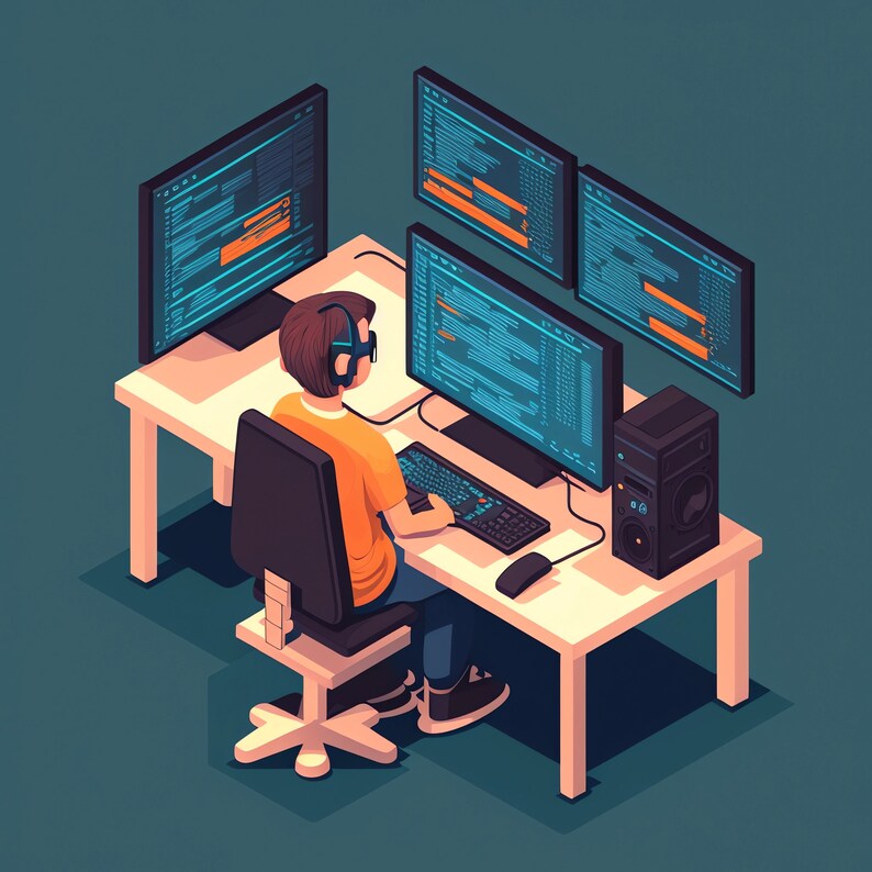 Midjourney Prompts Isometric Picture of a Hacker, Web Developer ...