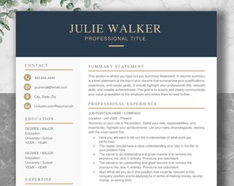 ATS Friendly Resume Template for Word Google Docs and Pages - Etsy
