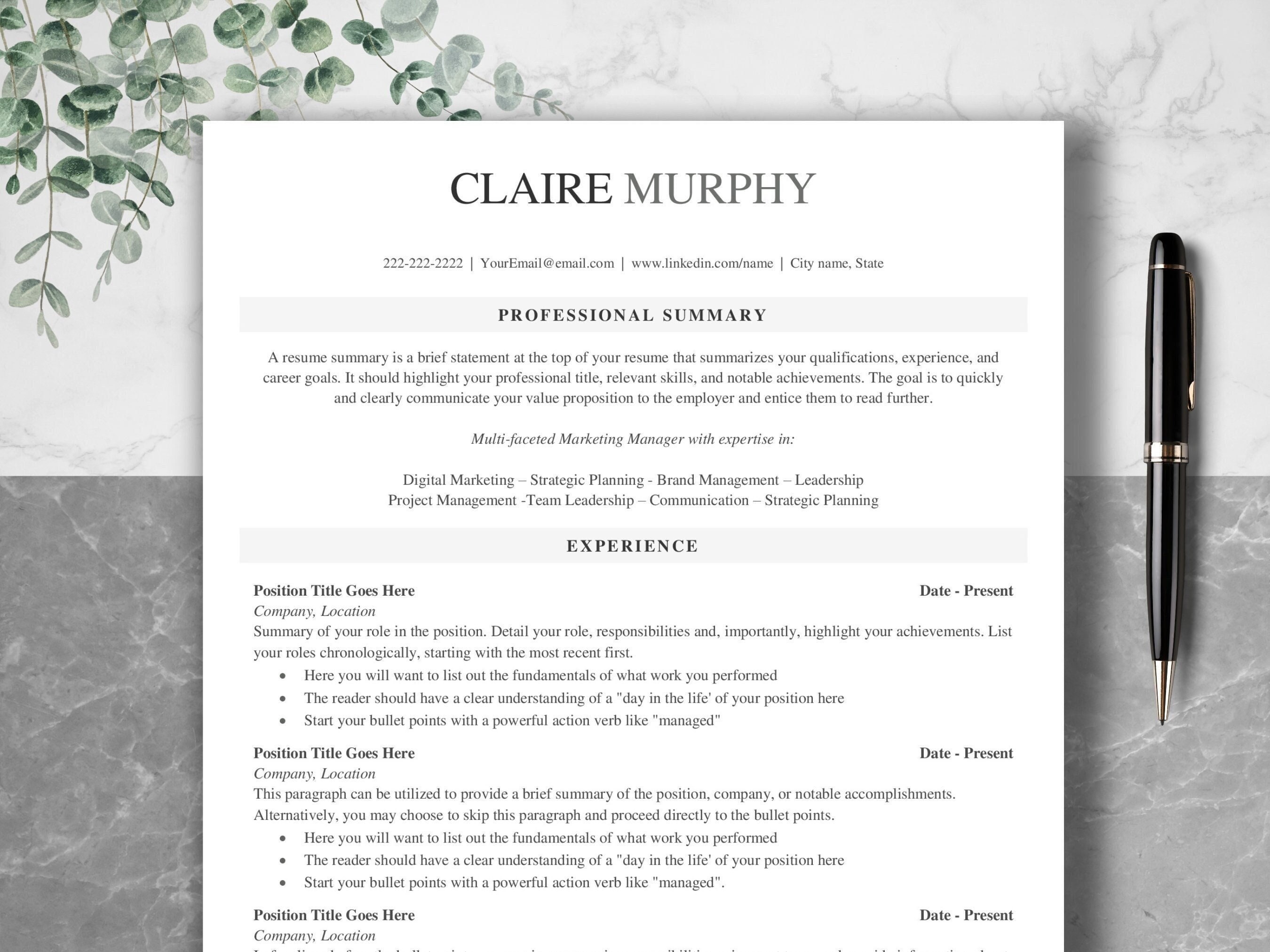 ATS Resume Template for Word and Apple Pages Resume, ATS Compliant ...