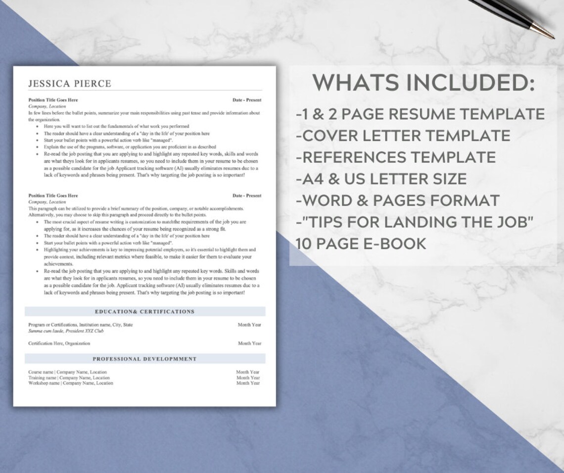 ATS Friendly Resume Template for Word and Pages Simple Resume ATS ...