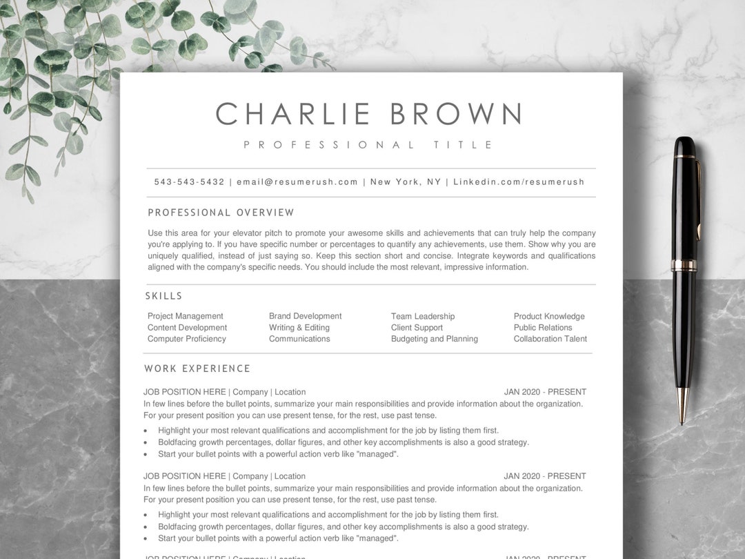 ATS Friendly Resume Template Word, Pages, ATS Resume, ATS Cv Resume ...