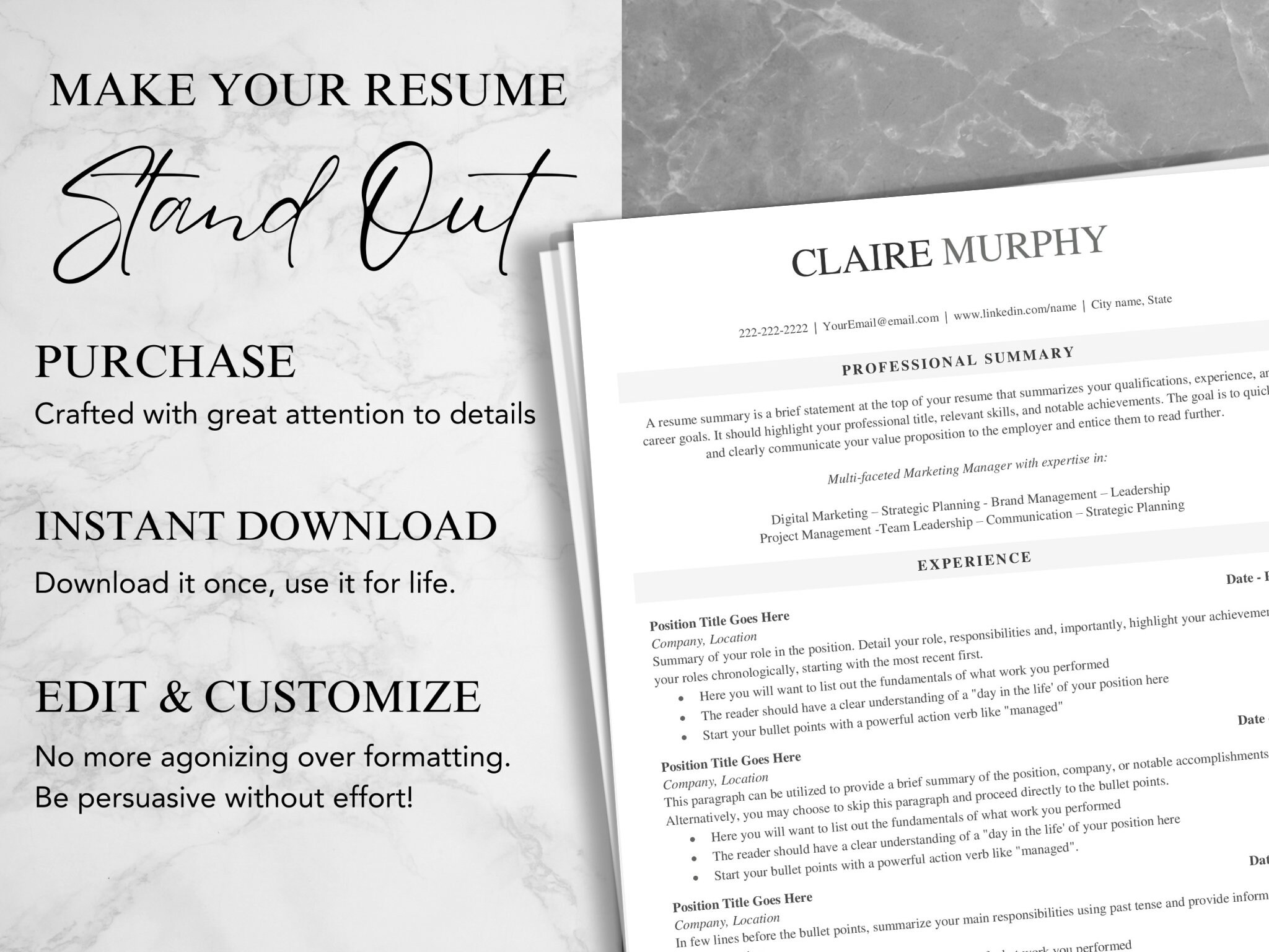 ATS Resume Template for Word and Apple Pages Resume, ATS Compliant ...