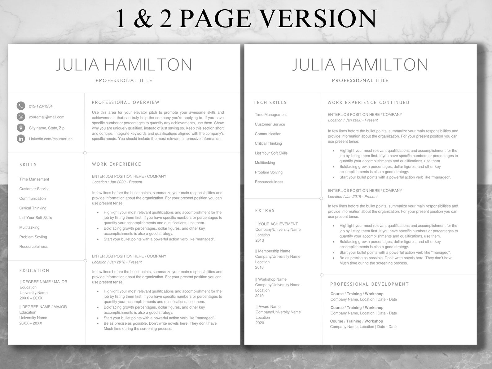 Resume Template Word, Apple Pages Resume, Professional Resume, CV ...