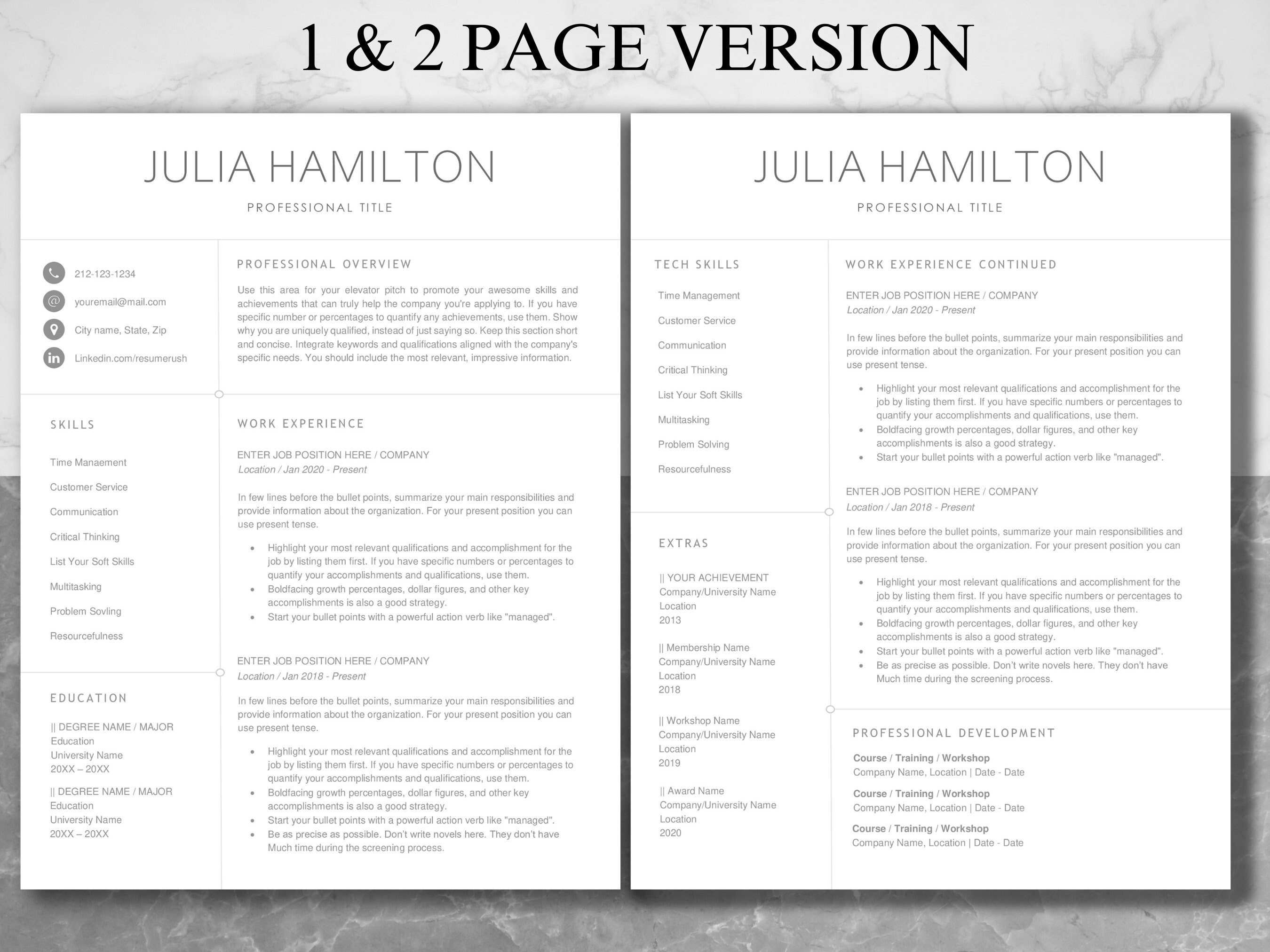 Resume Template Word, Apple Pages Resume, Professional Resume, CV ...