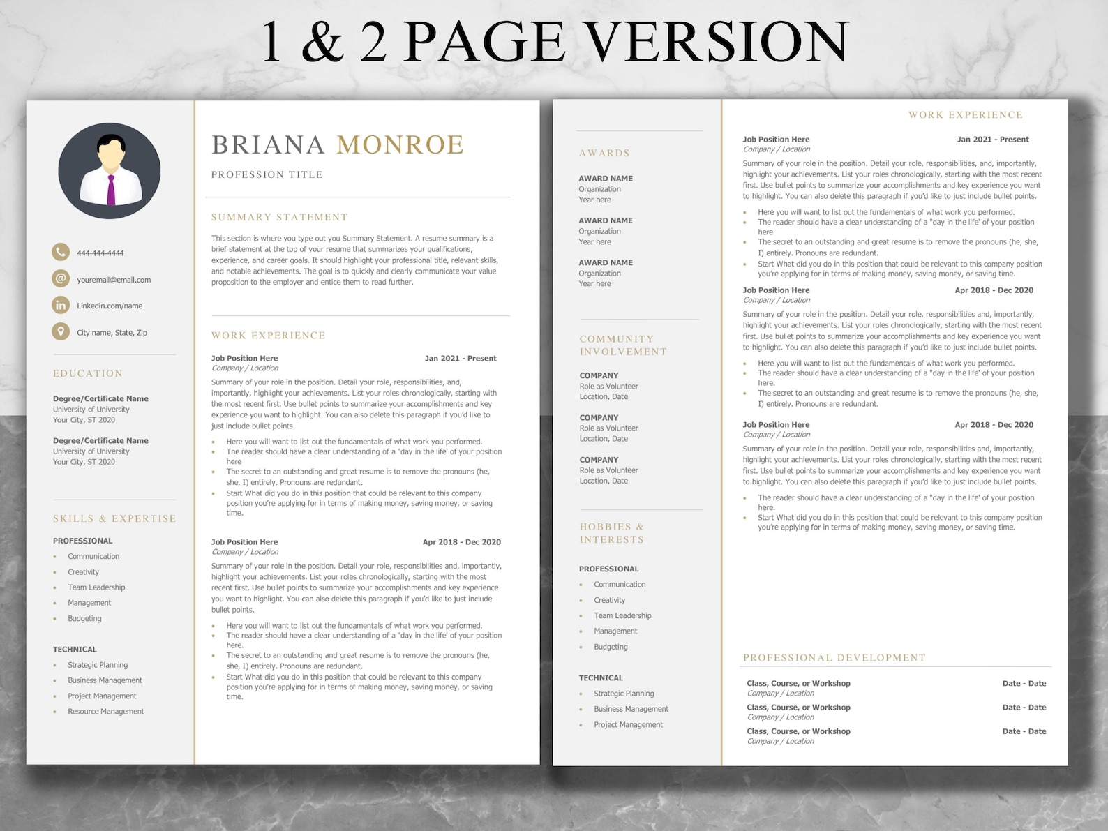 Resume Template With Photo, Professional Resume Template for Word ...
