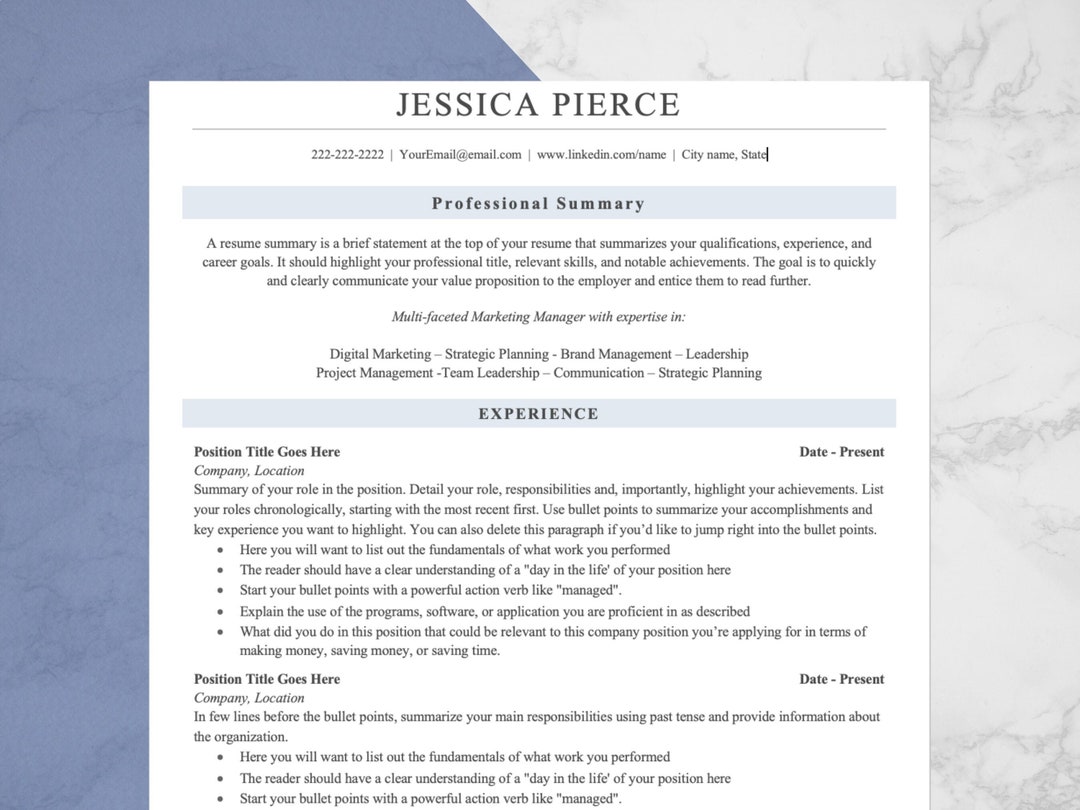 ATS Friendly Resume Template for Word, Google Docs, and Pages Resume ...