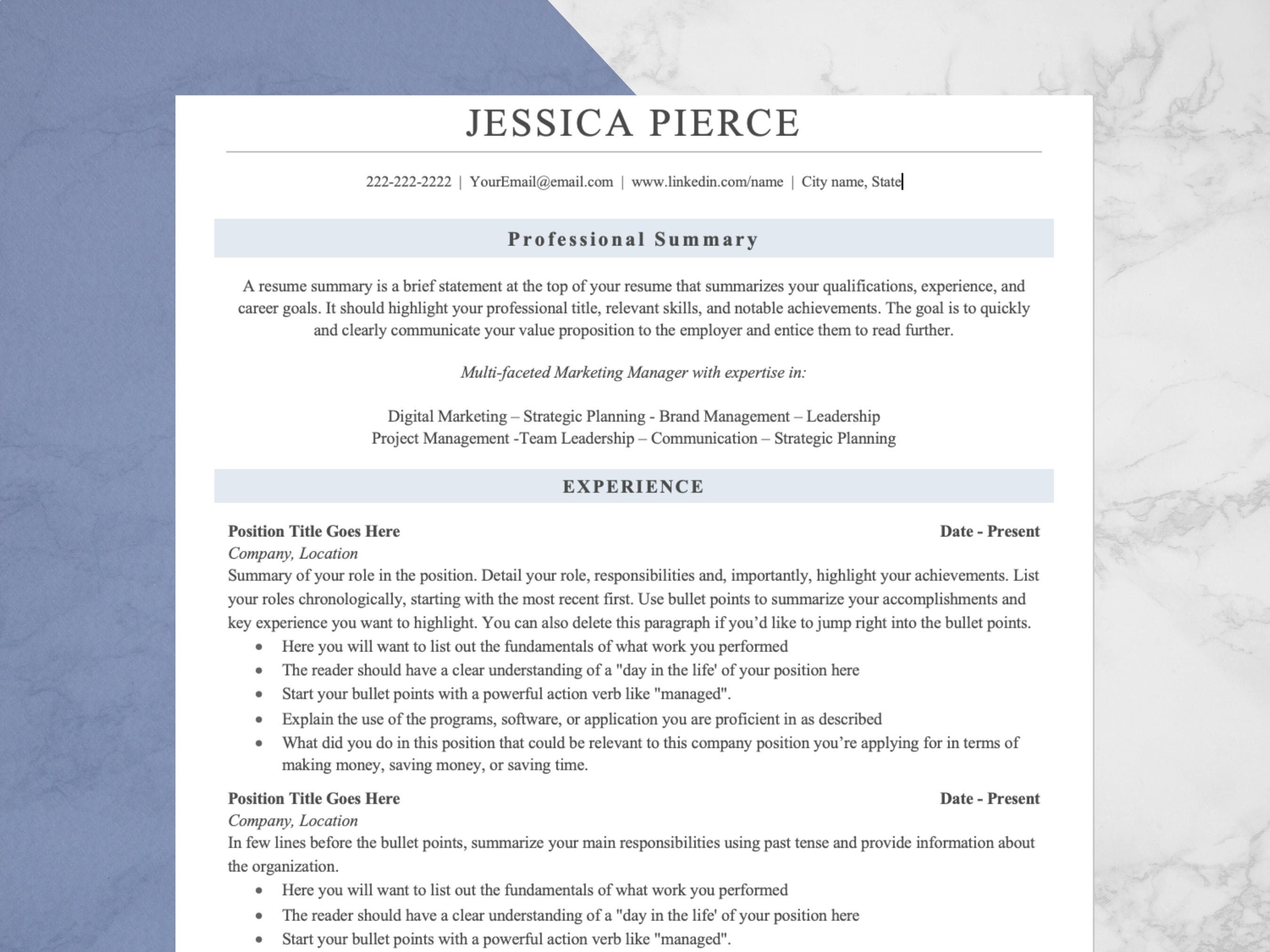 ATS Friendly Resume Template for Word, Google Docs, and Pages Resume ...