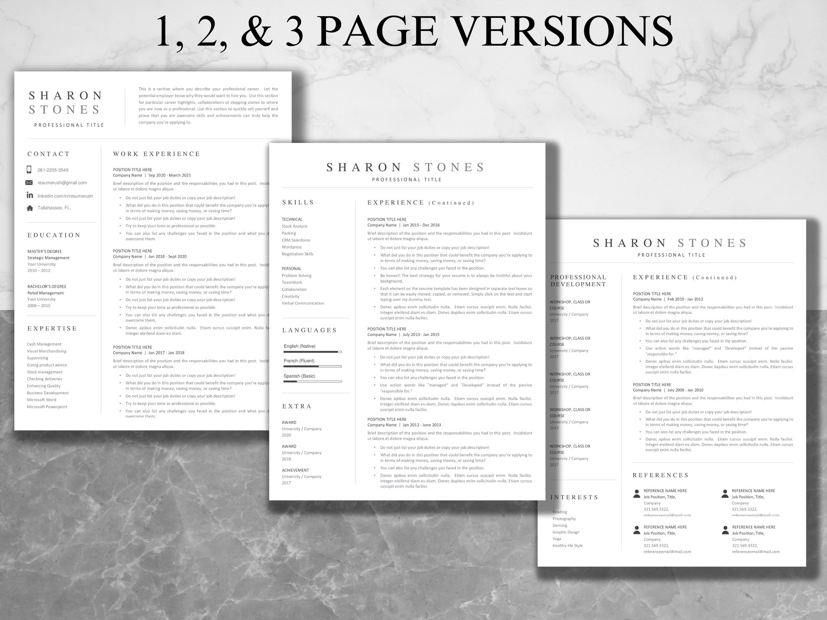 Resume Template | CV Template | Professional Resume Template for Word ...