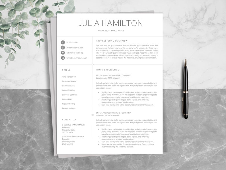 Resume Template Word, Apple Pages Resume, Professional Resume, CV ...