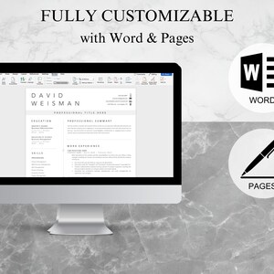 Clean Modern Resume Template Word, Apple Pages Mac CV Template ...