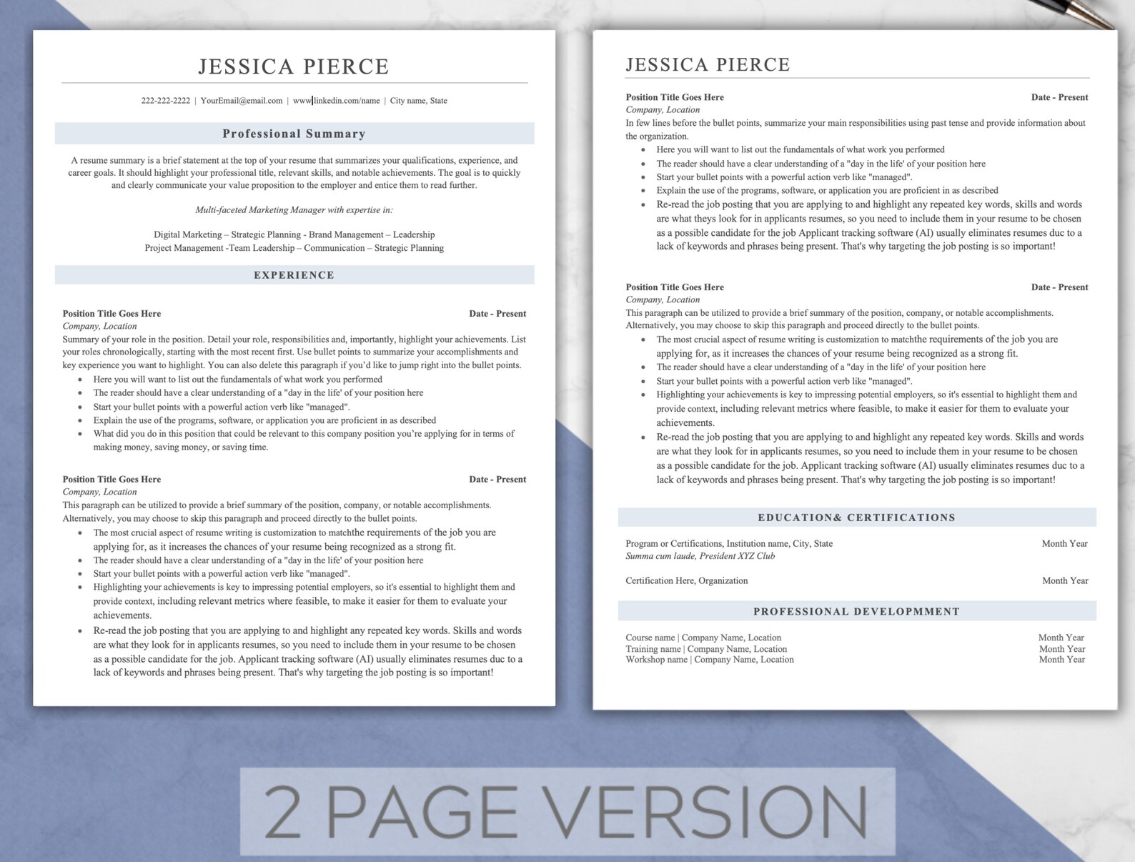 ATS Friendly Resume Template for Word and Pages Simple Resume ATS ...