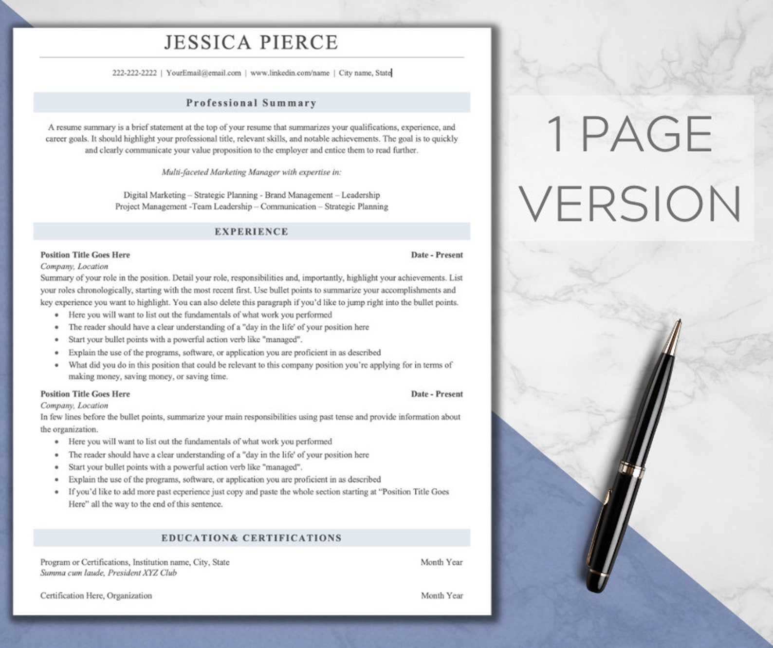ATS Friendly Resume Template for Word and Pages Simple Resume ATS ...