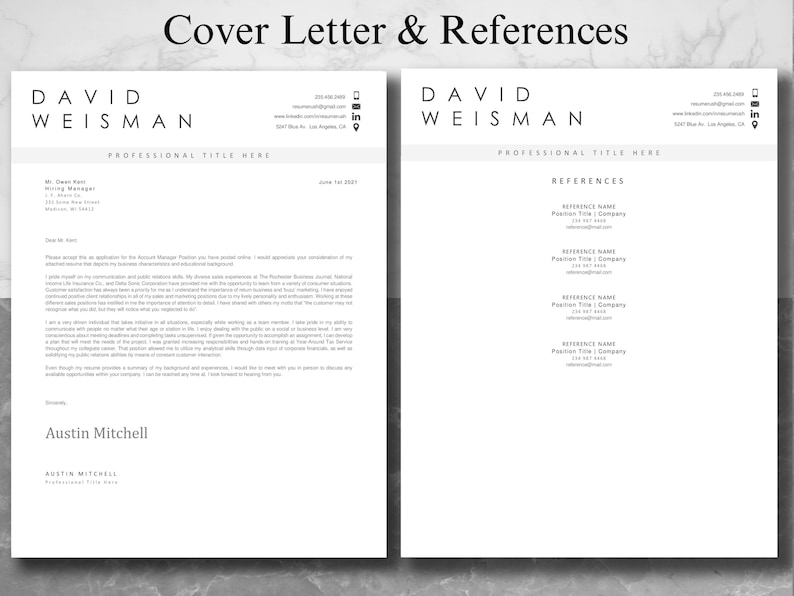 Clean Modern Resume Template Word, Apple Pages Mac CV Template ...