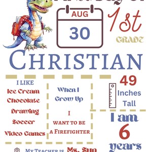 Dinosaur First Day of School Sign, Fully Editable Three Sizes ...