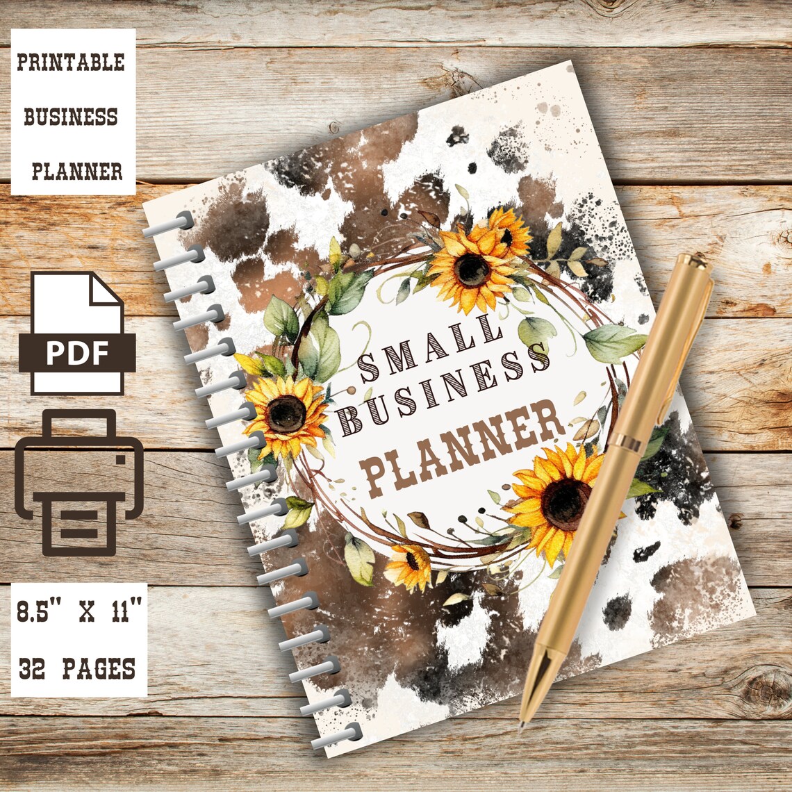 Printable Western Small Business Planner, Cowhide Business Planner ...