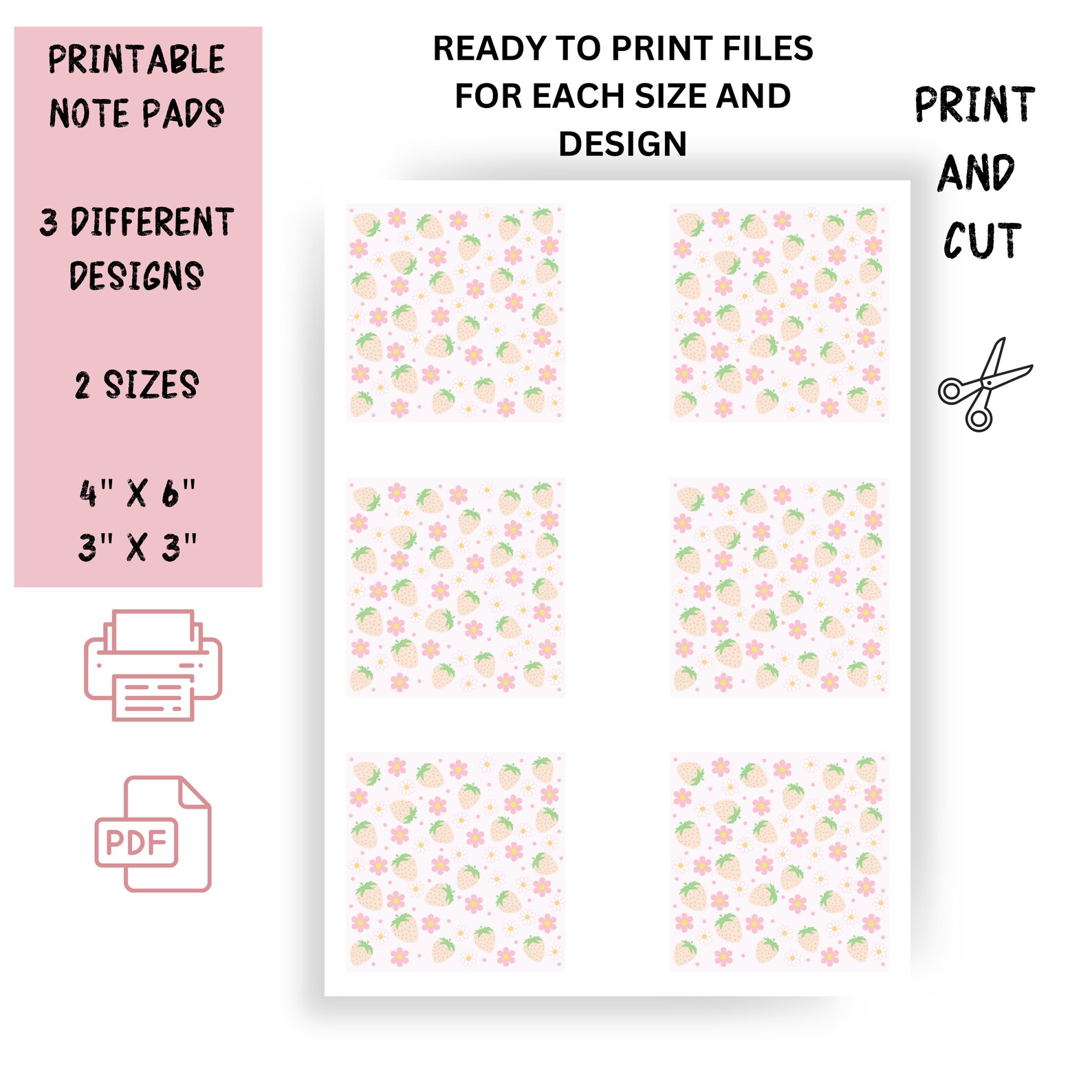 Cute Printable Memo Sheets, Note Pad Digital Download, Cute Printable ...