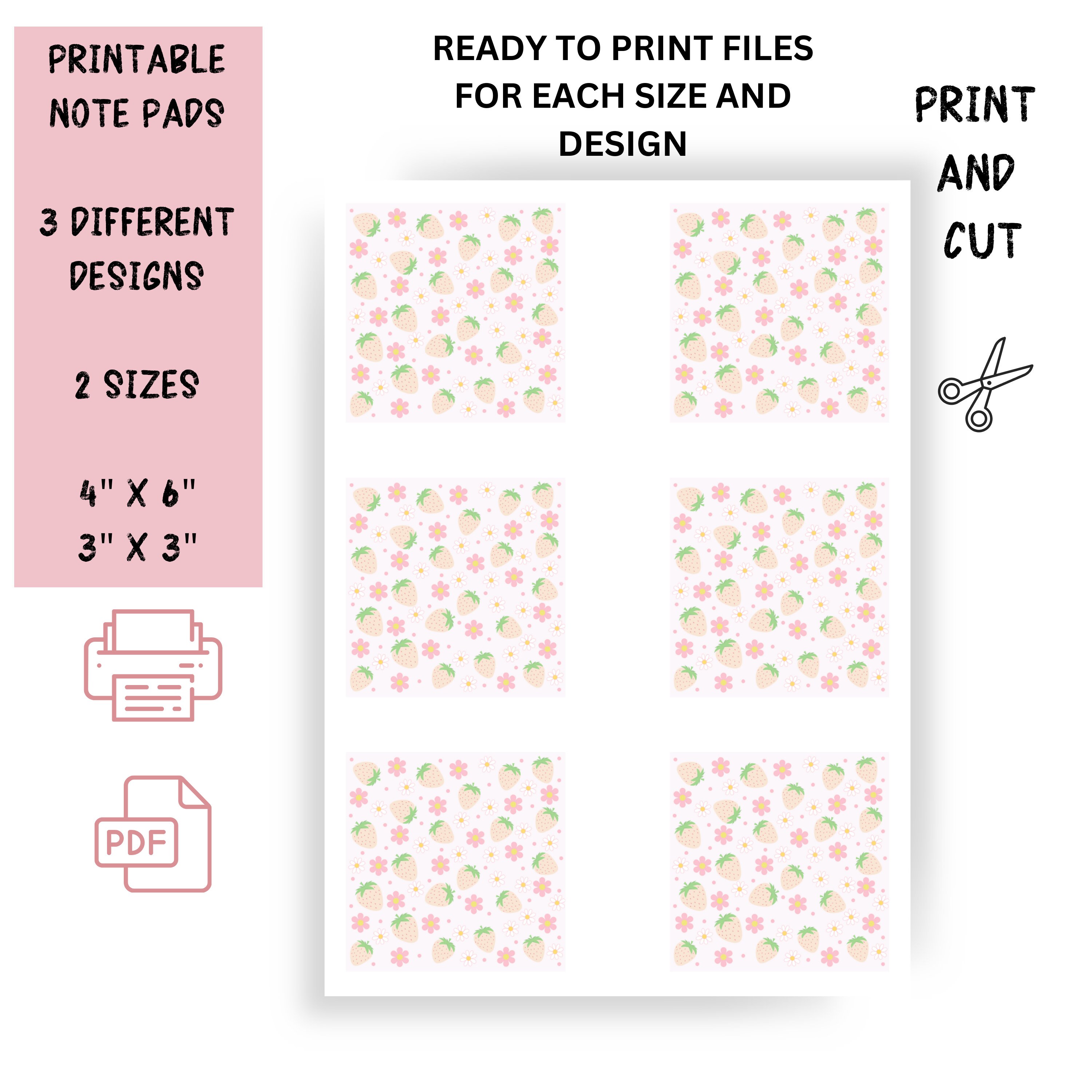 Cute Printable Memo Sheets, Note Pad Digital Download, Cute Printable ...