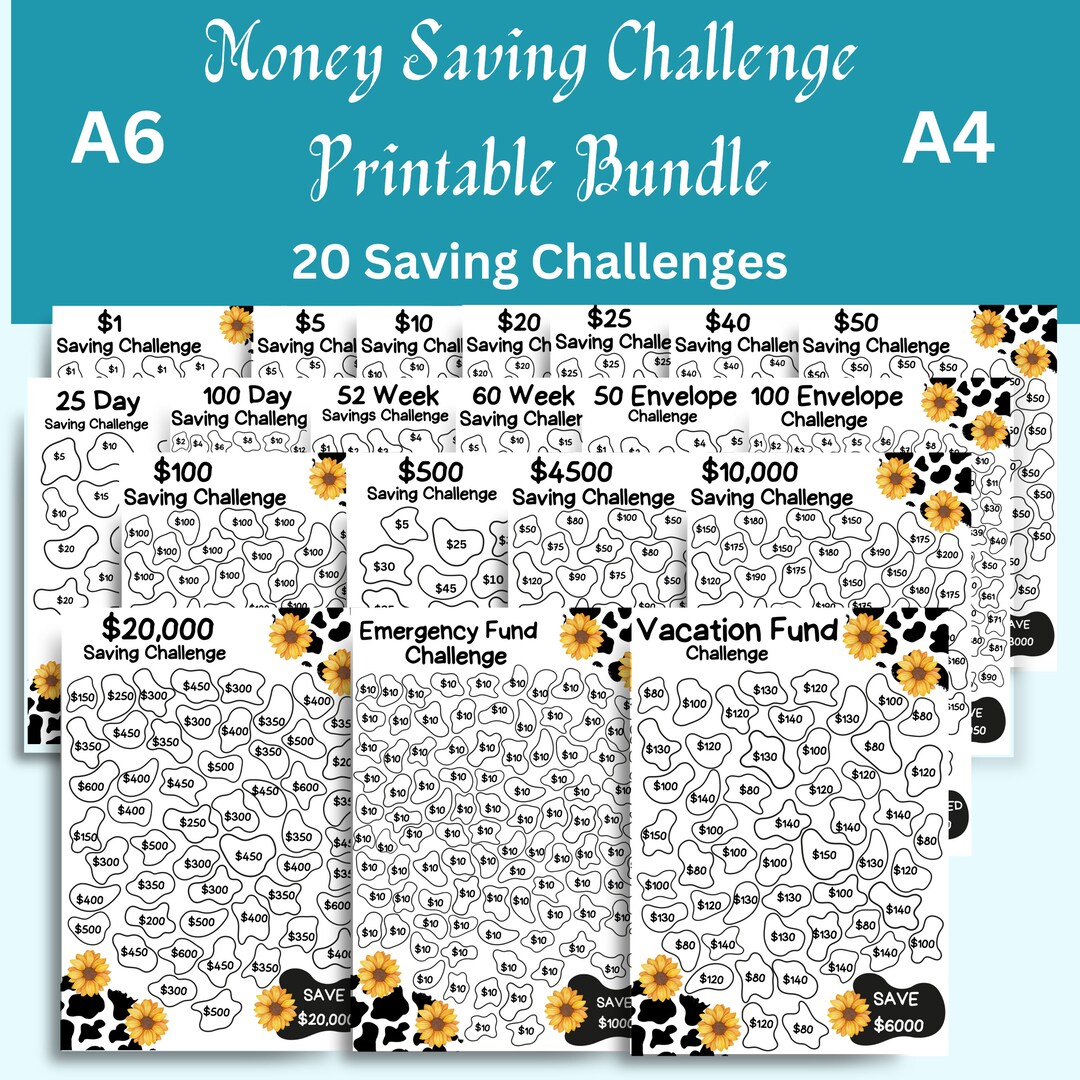PRINTABLE Money Saving Challenge, Savings Tracker Bundle, Envelope ...