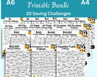 PRINTABLE Money Saving Challenge, Savings Tracker Bundle, Envelope ...