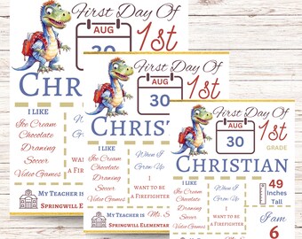 Dinosaur First Day of School Sign, Fully Editable Three Sizes ...