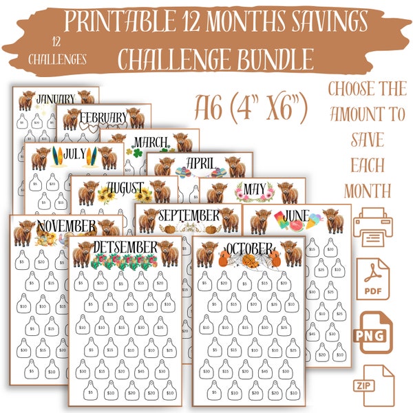 PRINTABLE Money Saving Challenge, Savings Tracker Bundle, Envelope Challenge, Money Saving ...