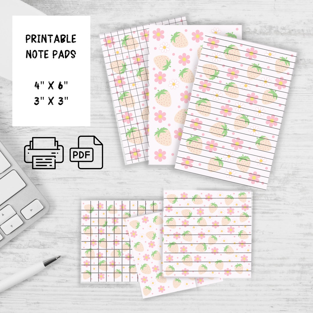 Cute Printable Memo Sheets, Note Pad Digital Download, Cute Printable ...