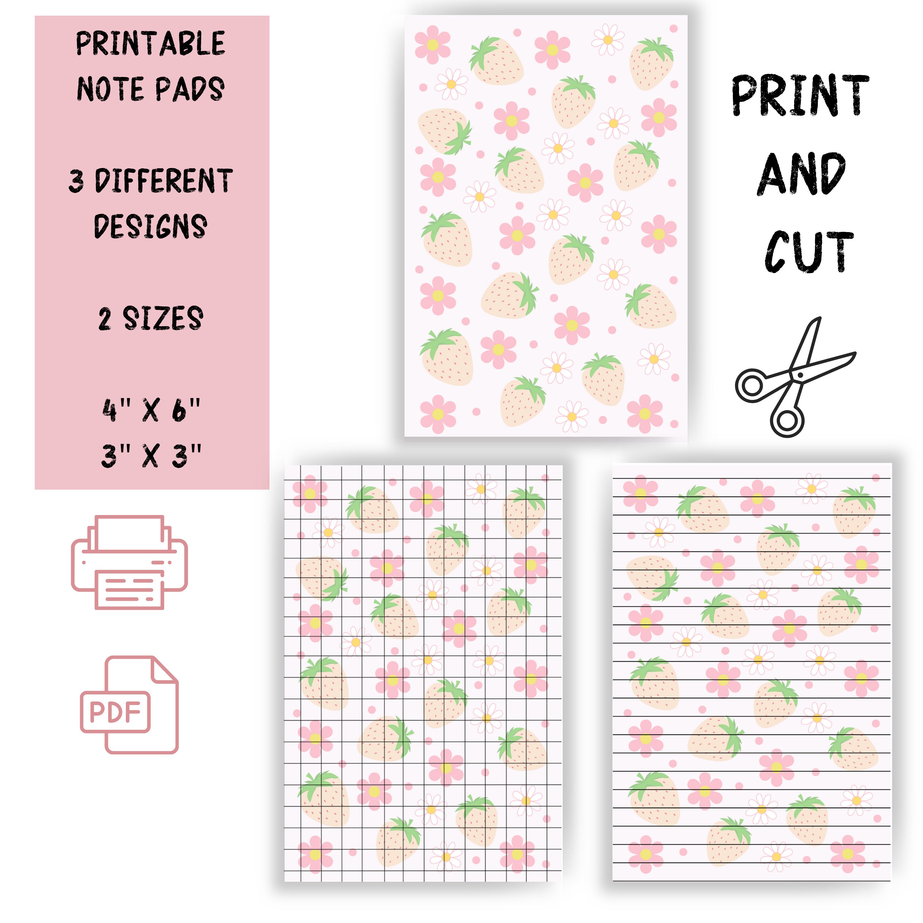 Cute Printable Memo Sheets, Note Pad Digital Download, Cute Printable ...