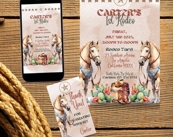 First Rodeo Birthday Invitation Template Boy Rodeo Invite - Etsy
