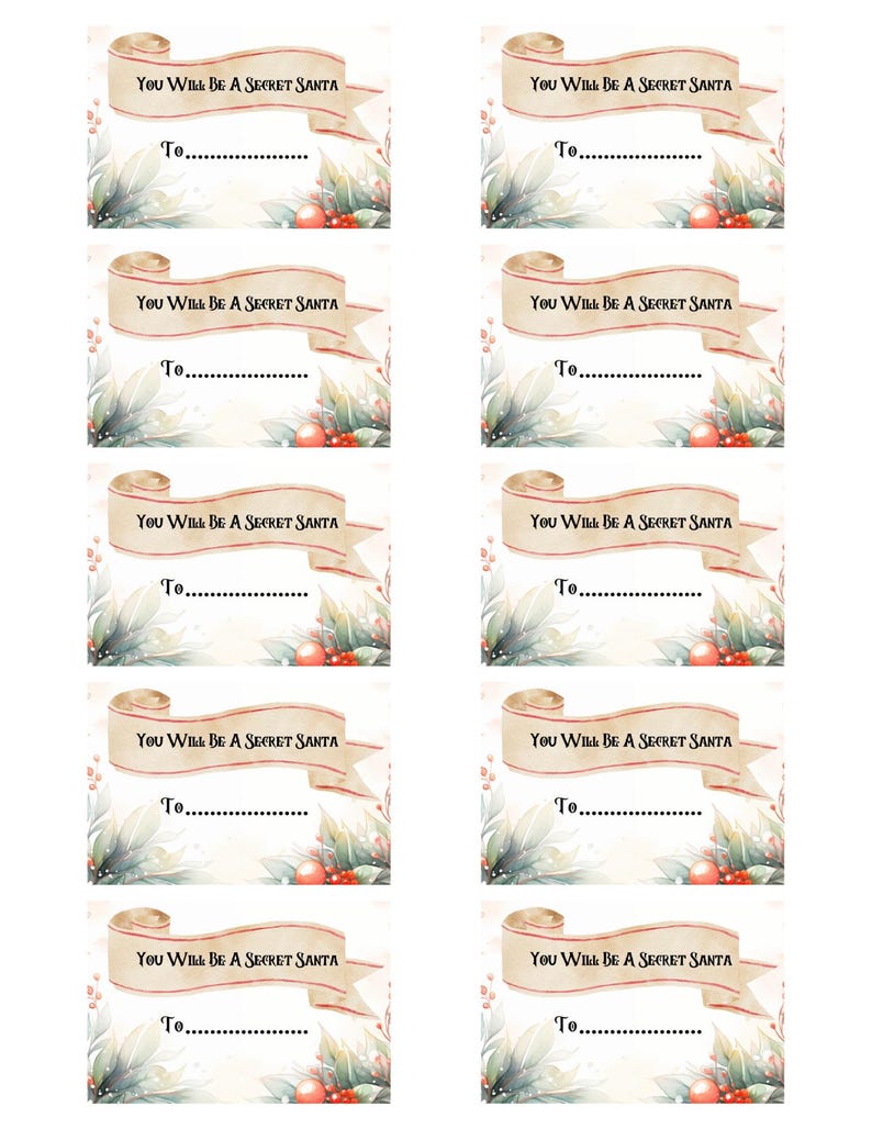 Secret Santa Questionnaire Printable Bundle for Workplace Secret Santa ...