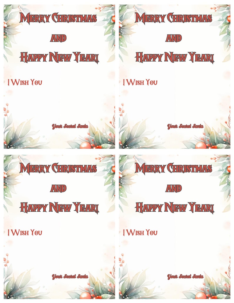 Secret Santa Questionnaire Printable Bundle for Workplace Secret Santa ...