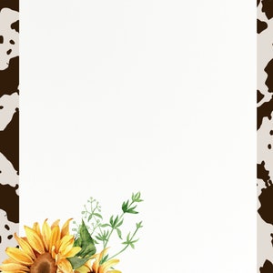 Country Cowhide and Sunflower Blank Printable Sign Border, Welcome Sign ...
