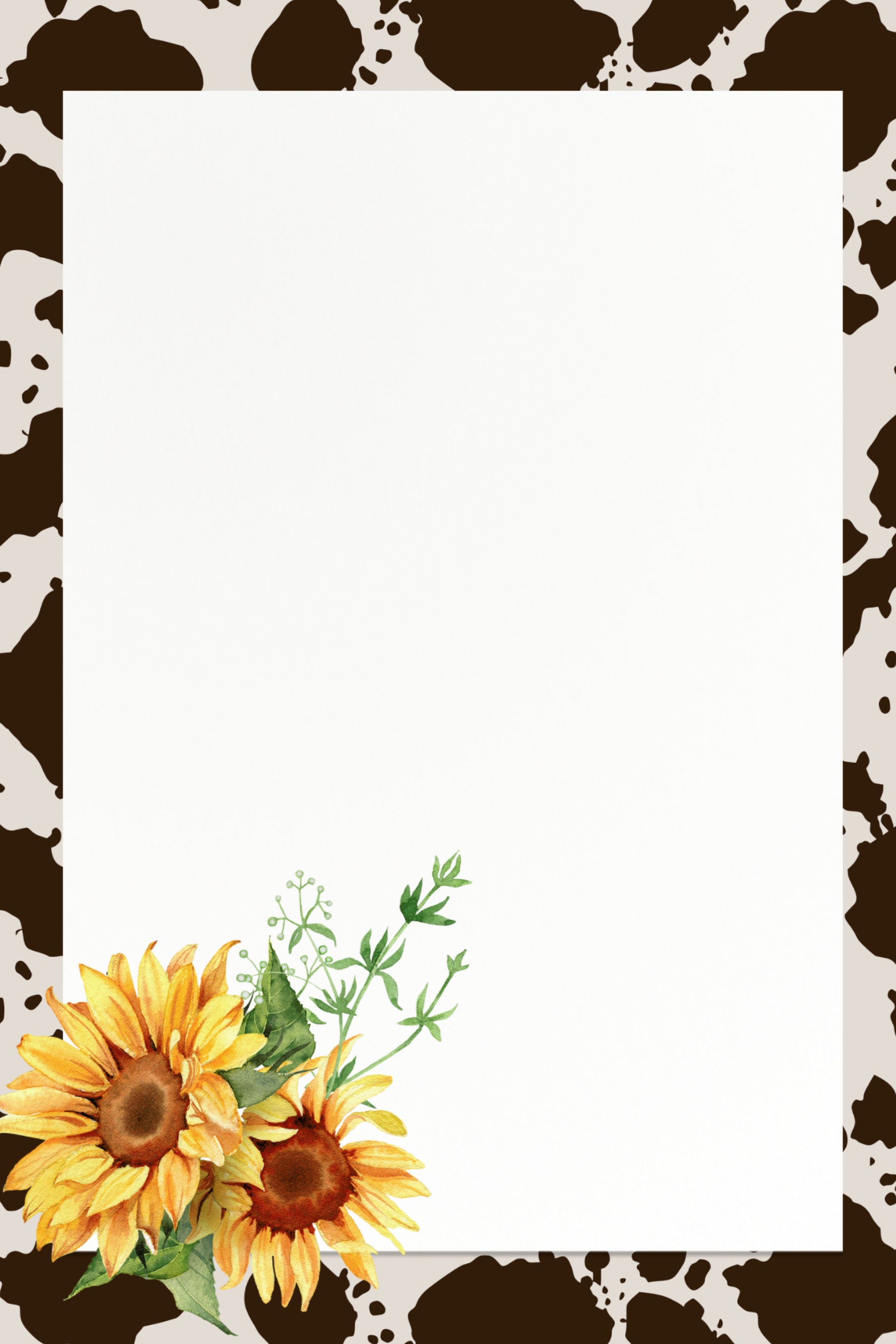 Country Cowhide and Sunflower Blank Printable Sign Border, Welcome Sign ...