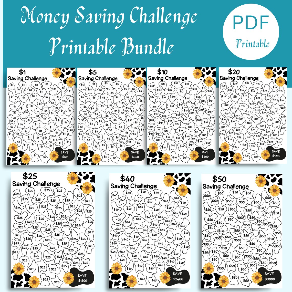 PRINTABLE Money Saving Challenge, Savings Tracker Bundle, Envelope ...