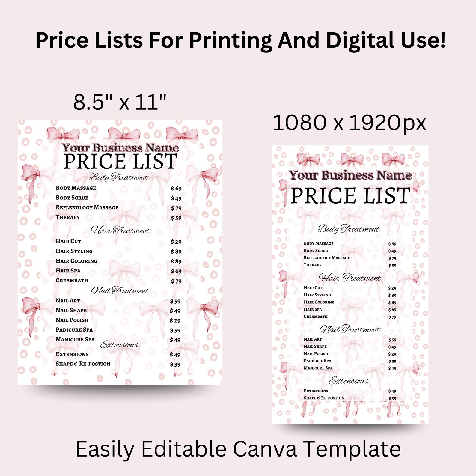 Editable Printable Price List & Scan-to-pay Template Digital Business ...