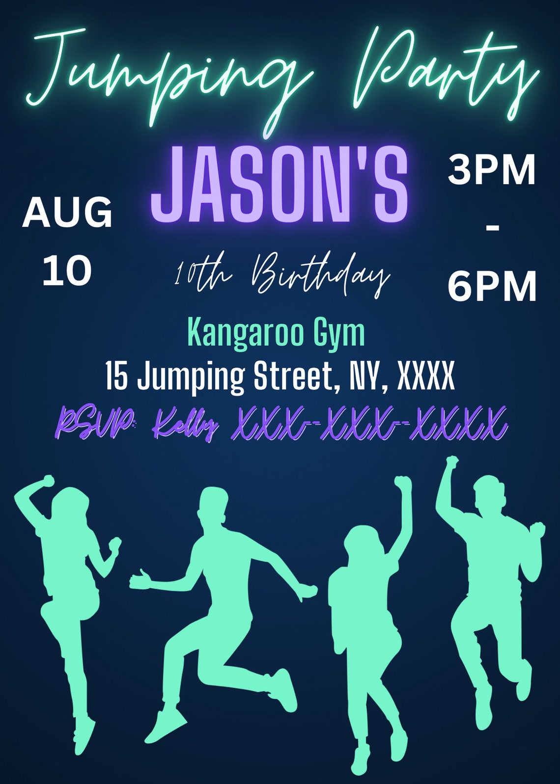 Trampoline Park Birthday Invitation, Editable Birthday Invitation, Jump ...