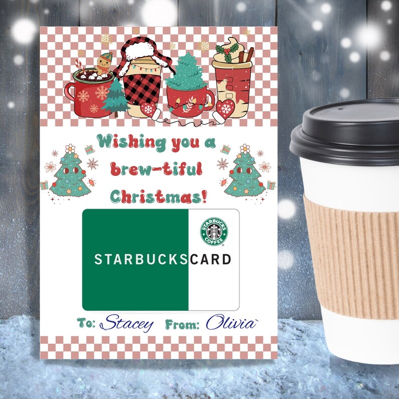 Printable Retro Christmas Coffee Gift Card Holder, Holiday Gift Card ...
